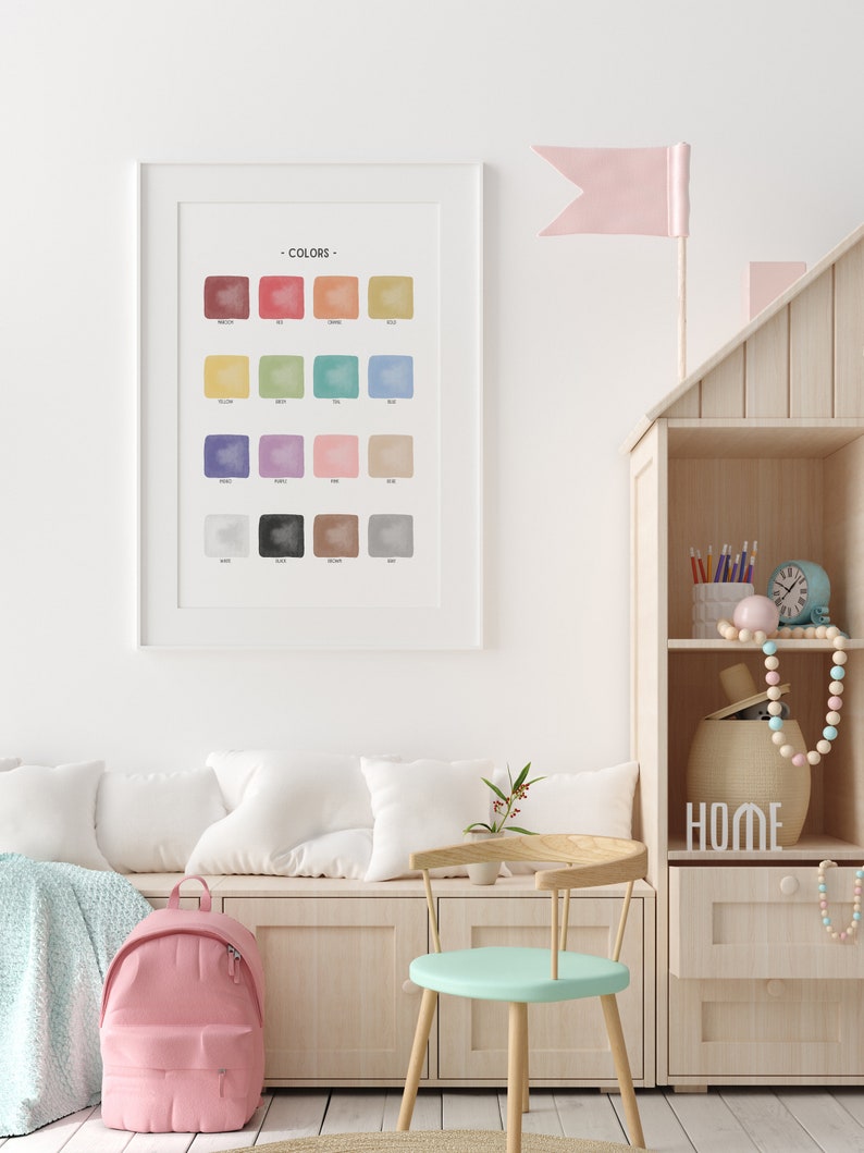 Colors Print, Colour Chart Poster, Educational Wall Art, Homeschool ...