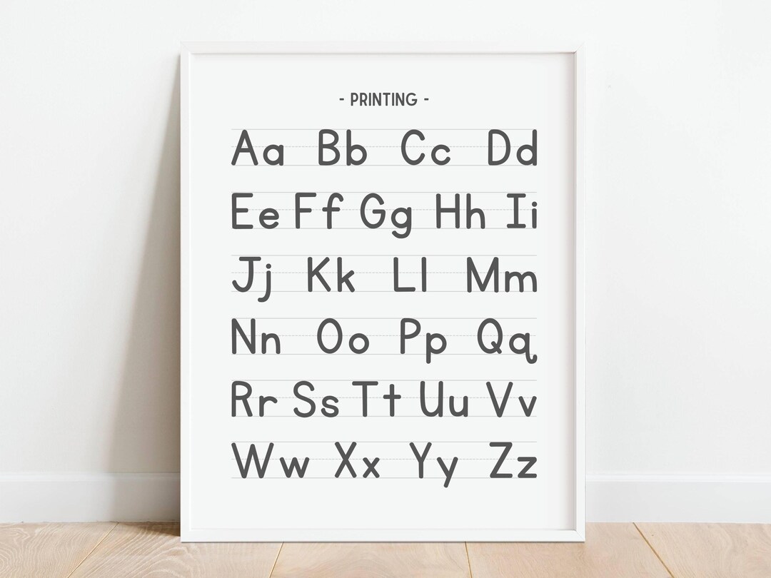 Printing Alphabet Poster, Handwriting Chart, Letters Print, Educational ...
