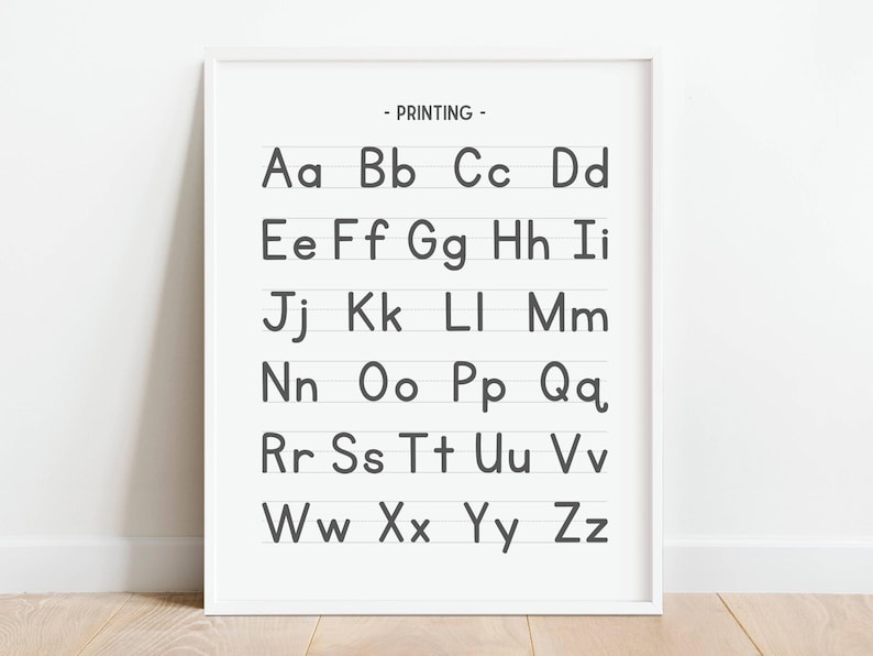 Printing Alphabet Poster, Handwriting Chart, Letters Print, Educational ...