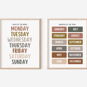 Boho Educational Poster Bundle Set of 8, Neutral Preschool Classroom ...