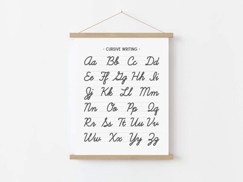 Cursive Writing Alphabet Poster, Handwriting Letters Chart, Educational ...