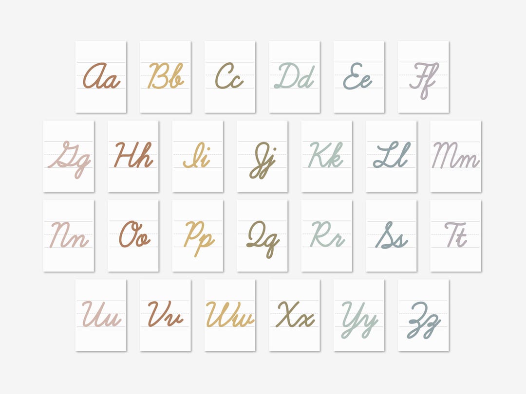 Cursive Writing Flashcards, Printable Alphabet Cards for Kids ...