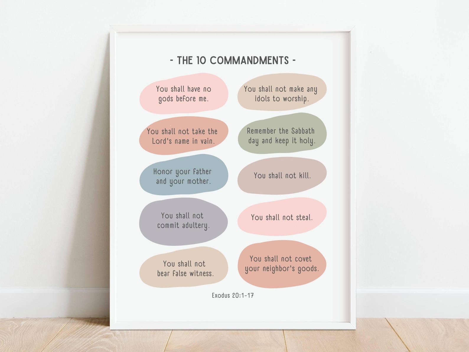 The Ten Commandments Poster, Pastel Christian Poster for Kids, Bible ...