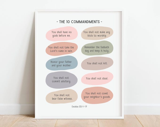 Rainbow 10 Commandments Poster: Kids Sunday School Decor (digital ...