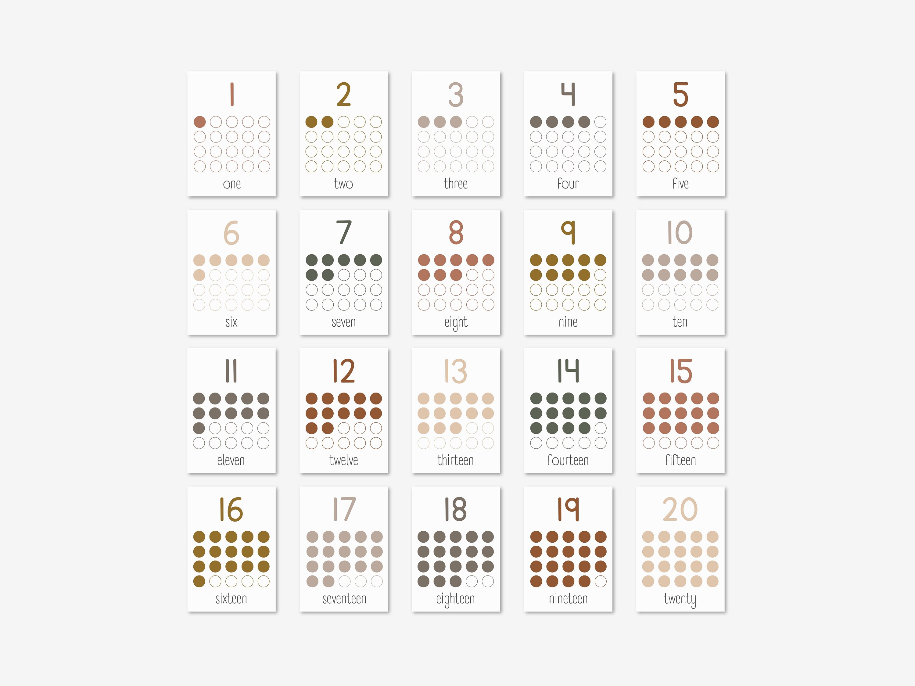 Printable Numbers 1-20 Flashcards, Kids Counting Practice Cards ...