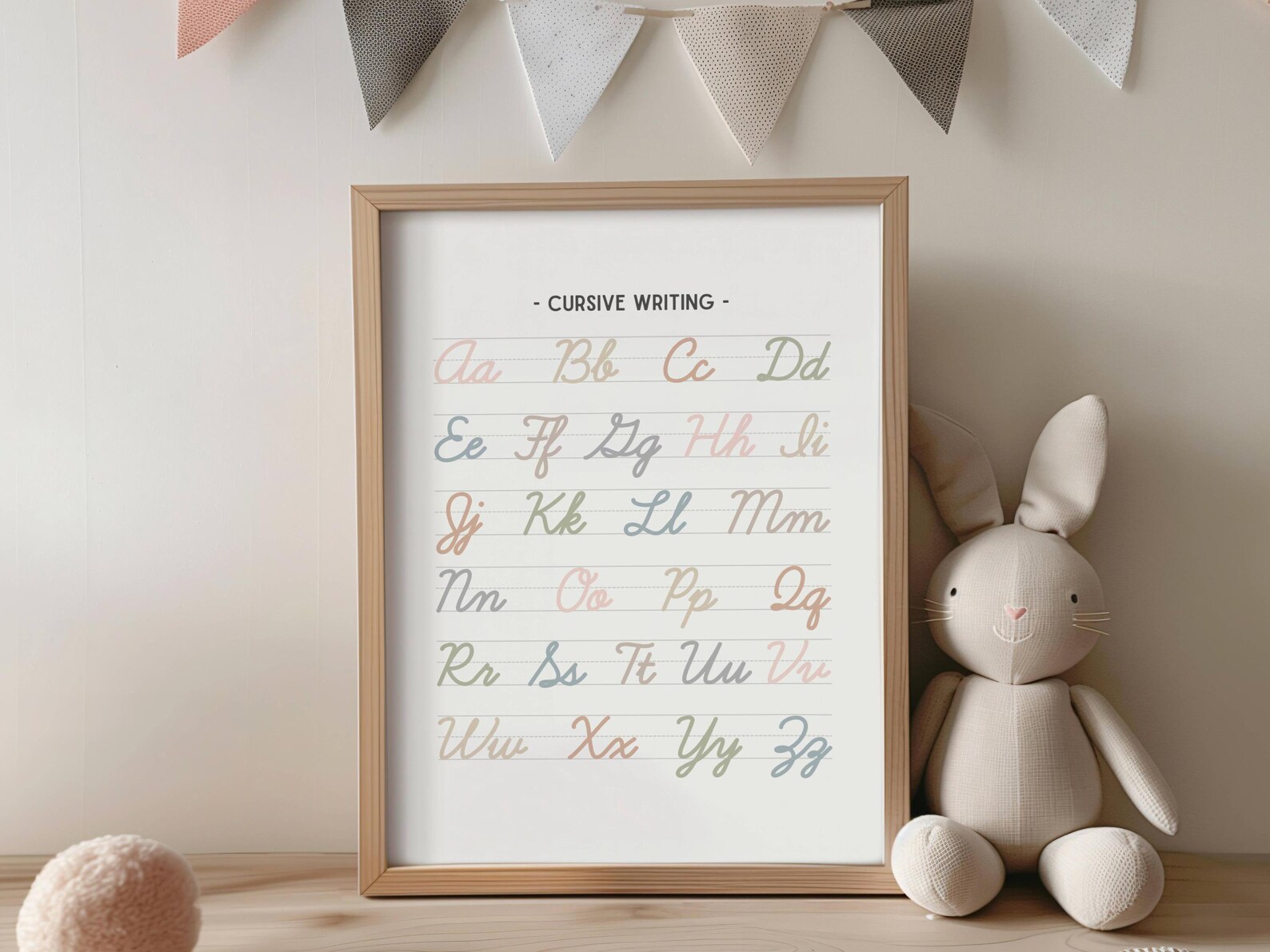Cursive Writing Alphabet Pastel Poster, Letters Print, Educational Wall ...