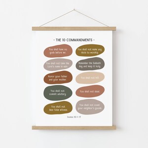 Ten Commandments Poster, Neutral Boho Christian Poster for Kids, Bible ...