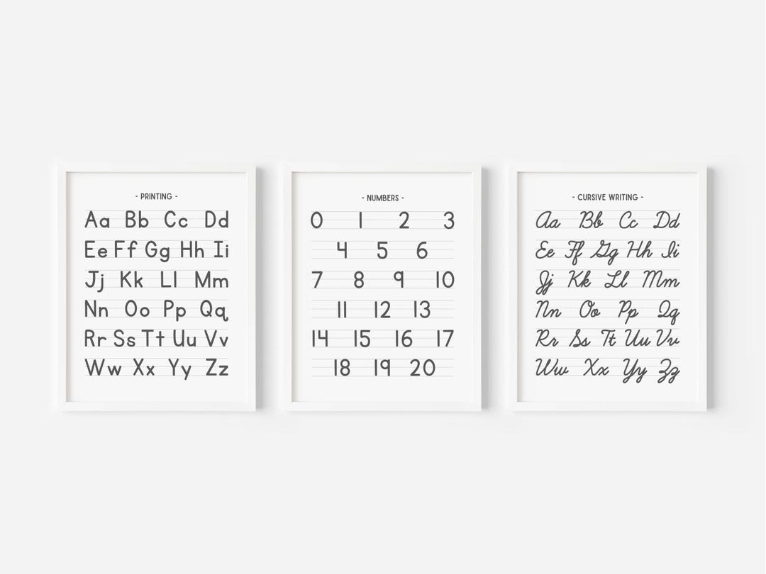 Set of 3 Printing and Cursive Writing Homeschool Printables, Alphabet ...