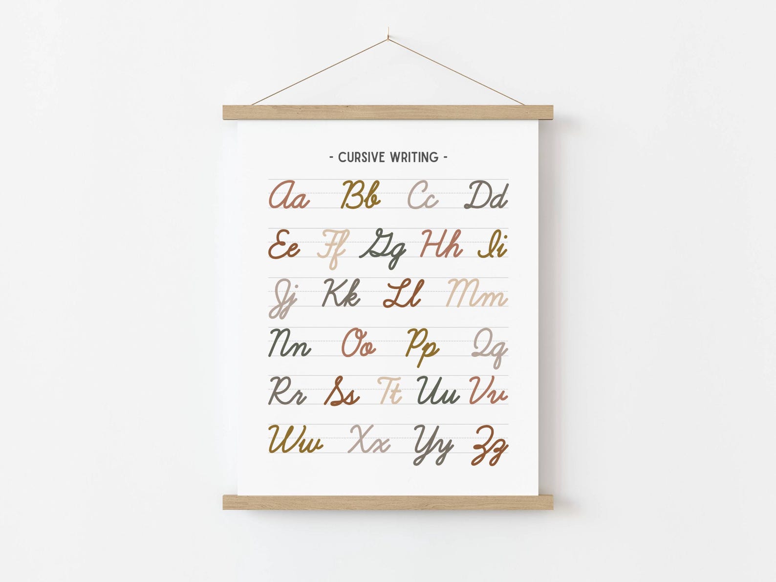 Cursive Writing Alphabet Neutral Poster, Letters Print, Educational ...