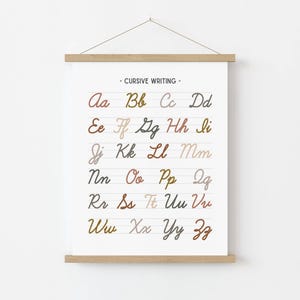 Cursive Writing Alphabet Neutral Poster, Letters Print, Educational ...