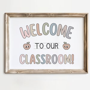 Pastel Classroom Welcome Sign, Back to School Classroom Decor, Teacher ...