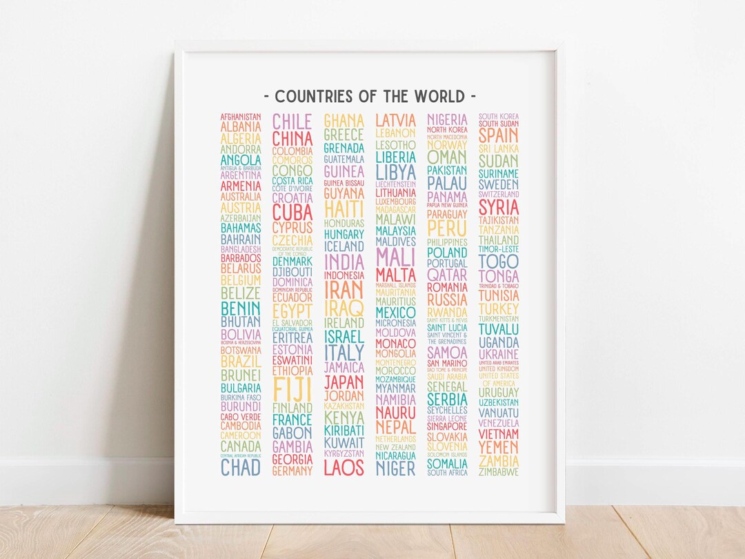 Countries of the World Travel Poster, Rainbow Geography Educational ...