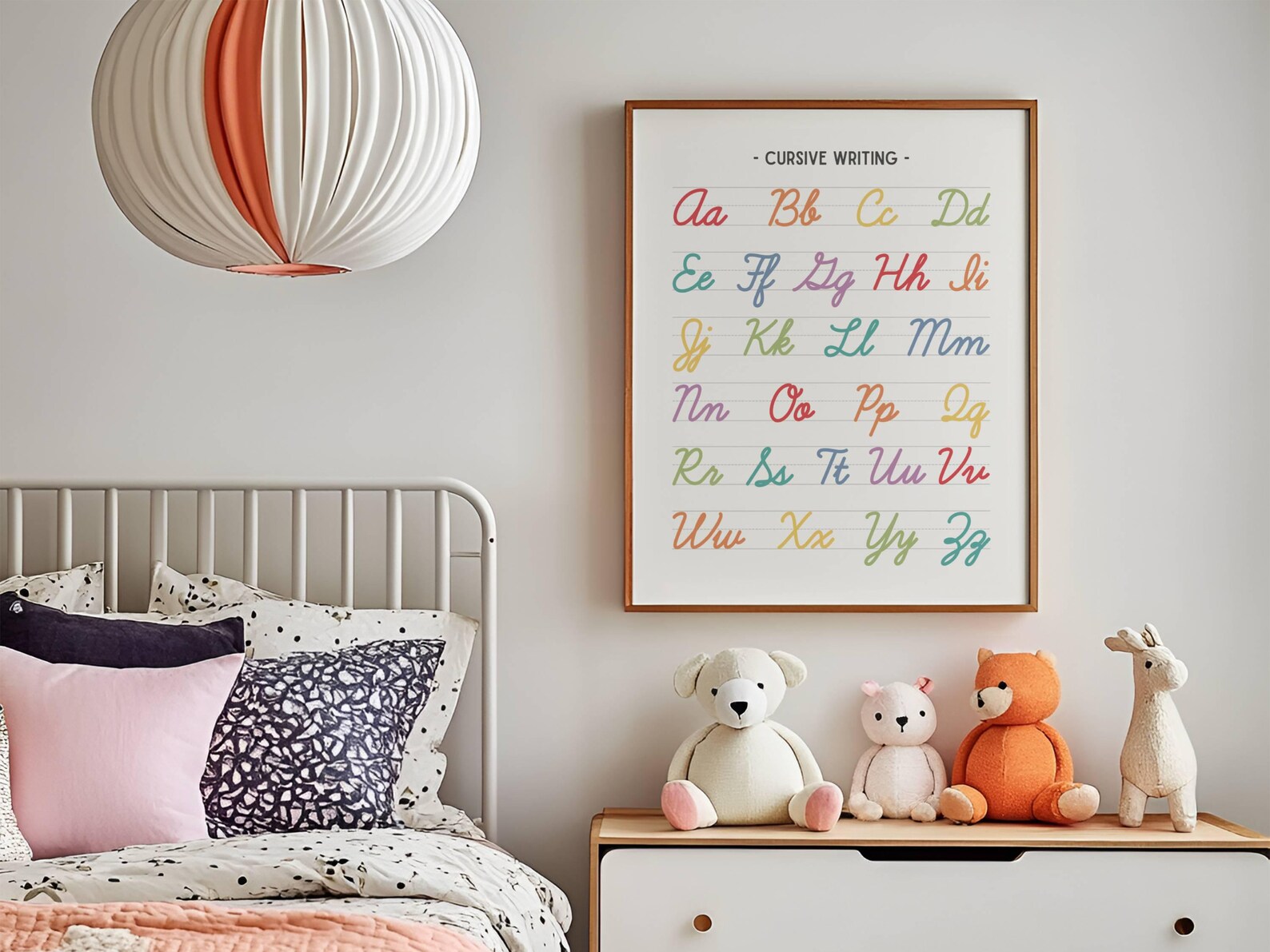 Cursive Writing Alphabet Chart Rainbow Poster, Letters Print ...