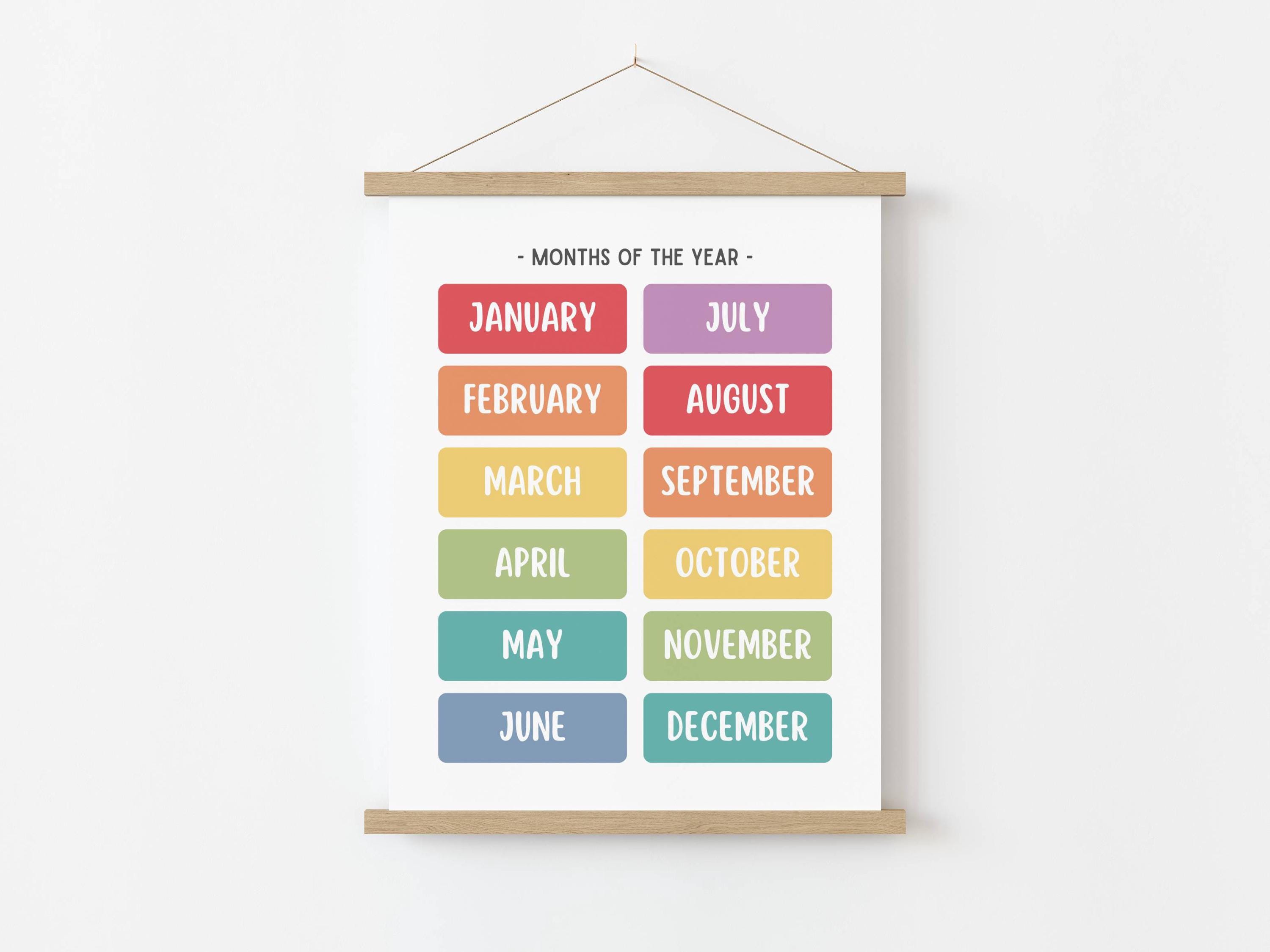 Rainbow Months of the Year Print, Educational Wall Art, Homeschool ...