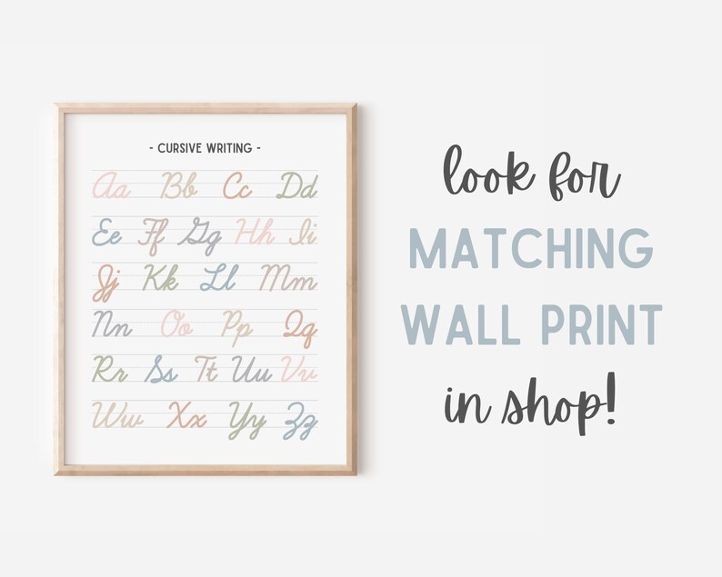 Printable Cursive Writing ABC Flashcards, Kids Preschool Handwriting ...