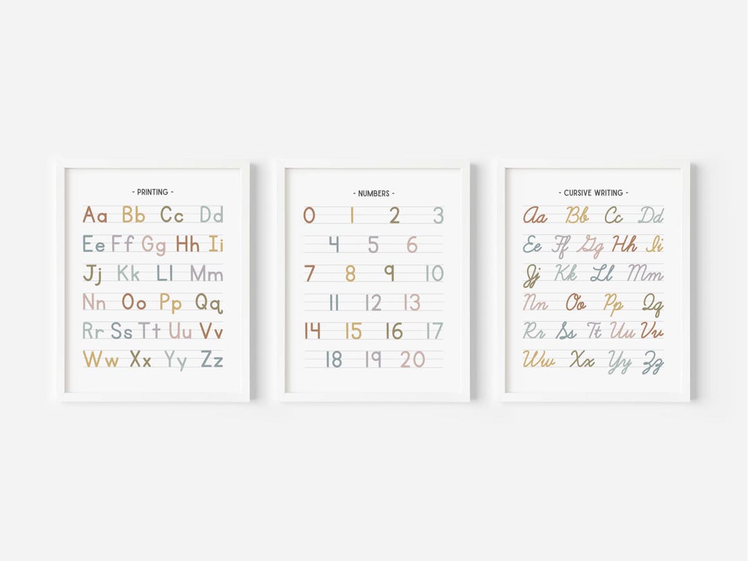 Set of 3 Printing and Cursive Writing Homeschool Printables, Alphabet ...