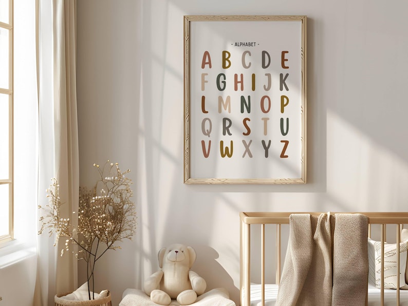 Neutral Boho Alphabet Poster, Abcs Nursery Print, Educational Poster ...