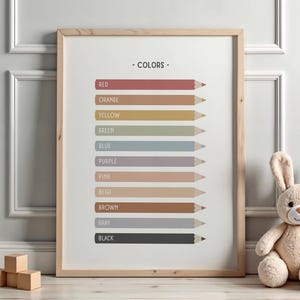 Muted Colors Educational Poster, Colours Print, Printable Homeschool ...
