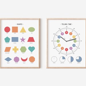 Set of 10 Educational Posters Bundle, Rainbow Preschool Classroom ...
