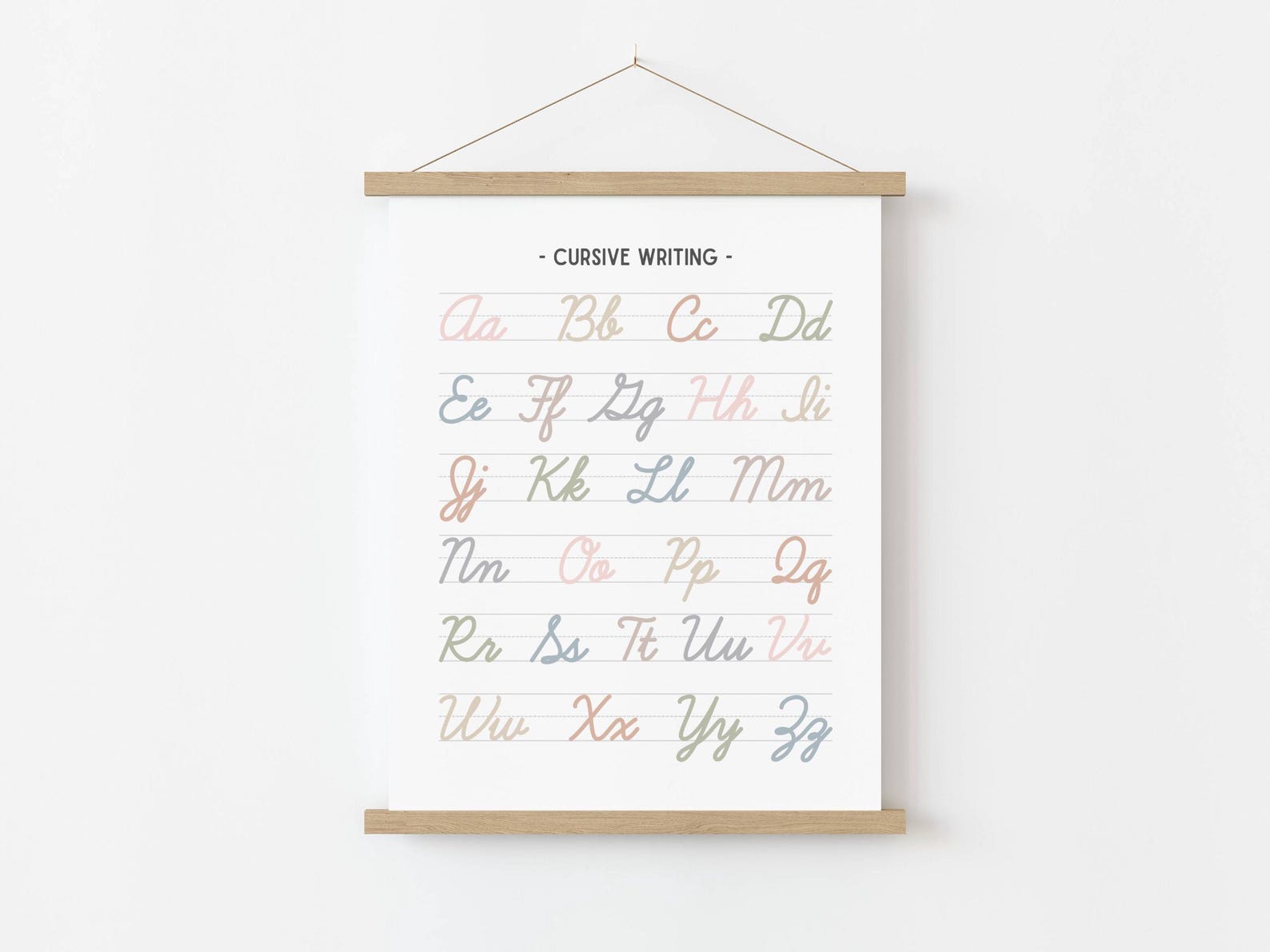 Cursive Writing Alphabet Pastel Poster, Letters Print, Educational Wall ...