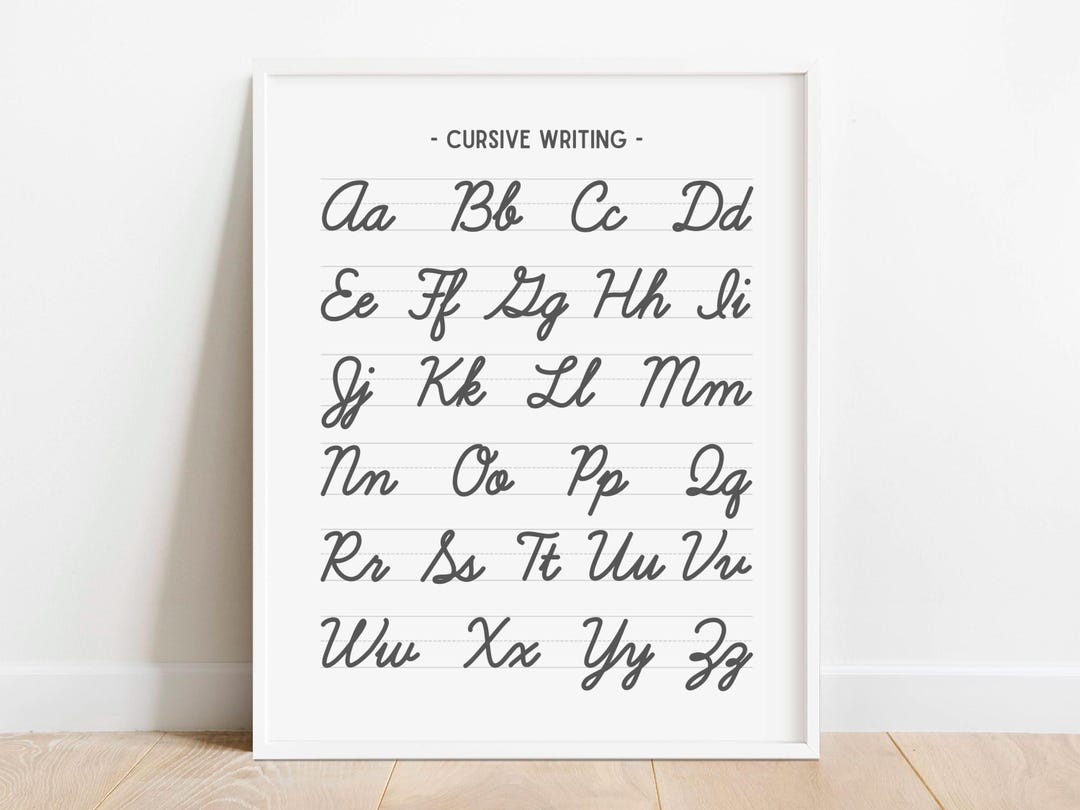 Cursive Writing Alphabet Poster, Handwriting Letters Chart, Educational ...