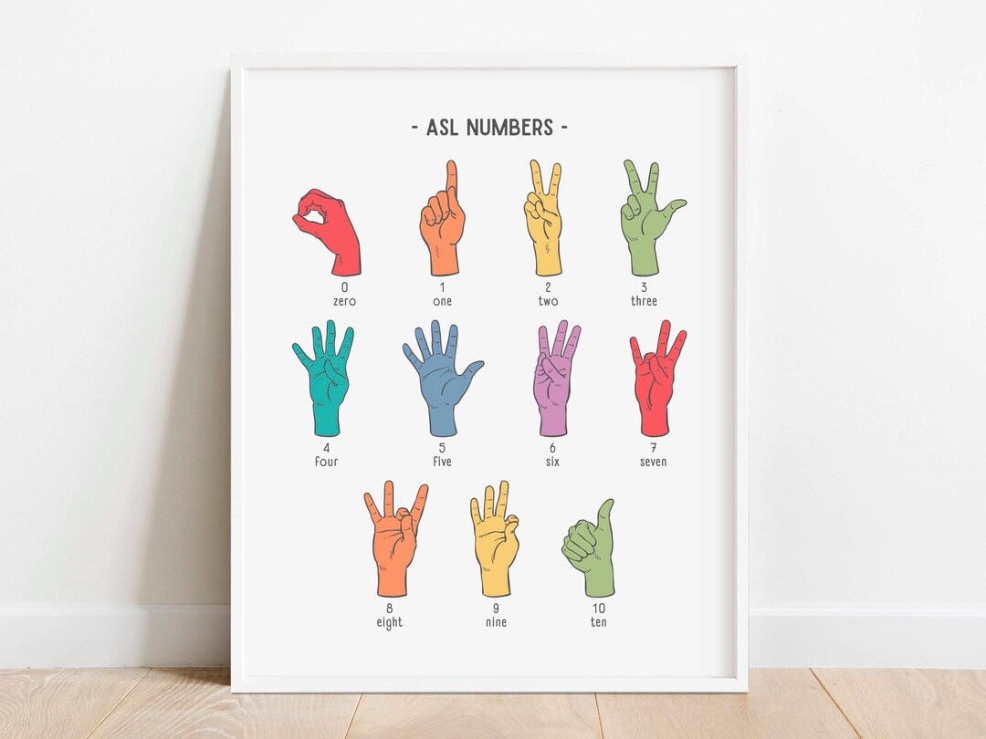 Sign Language Numbers Rainbow Print, Learn to Sign ASL Counting ...