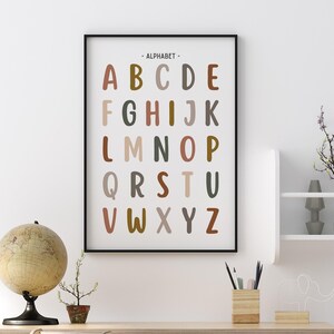 Alphabet Neutral Print, Boho Letters Poster, Educational Wall Art ...