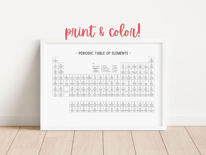 Periodic Table Coloring Page, Chemistry Poster, Educational Science ...