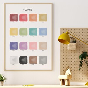Colors Print, Colour Chart Poster, Educational Wall Art, Homeschool ...