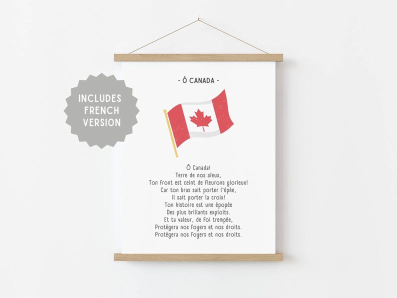 O Canada National Anthem Poster, Canadian Flag Poster, Canadian History ...