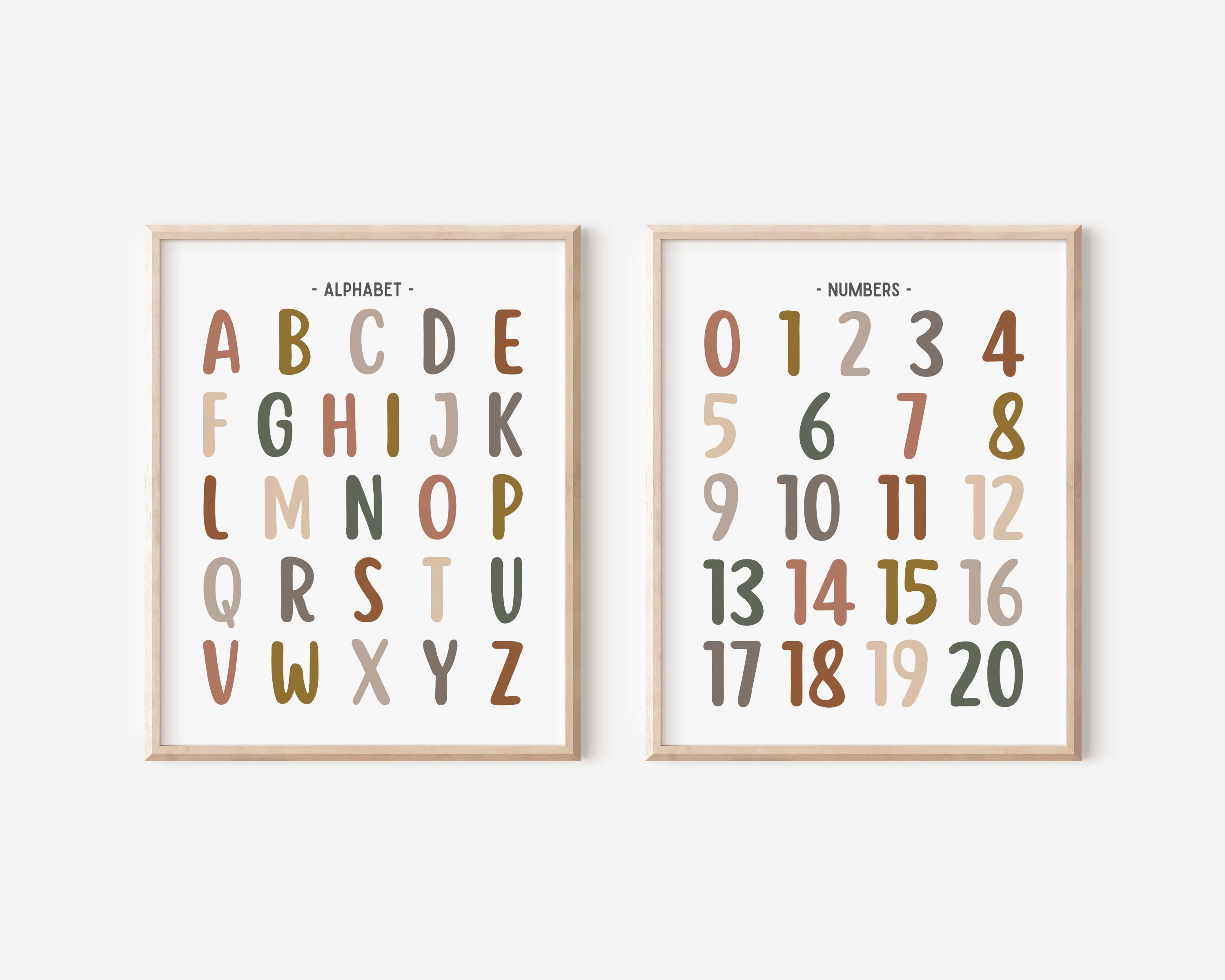 Set of 12 Neutral Boho Educational Posters, Toddler Preschool Classroom ...