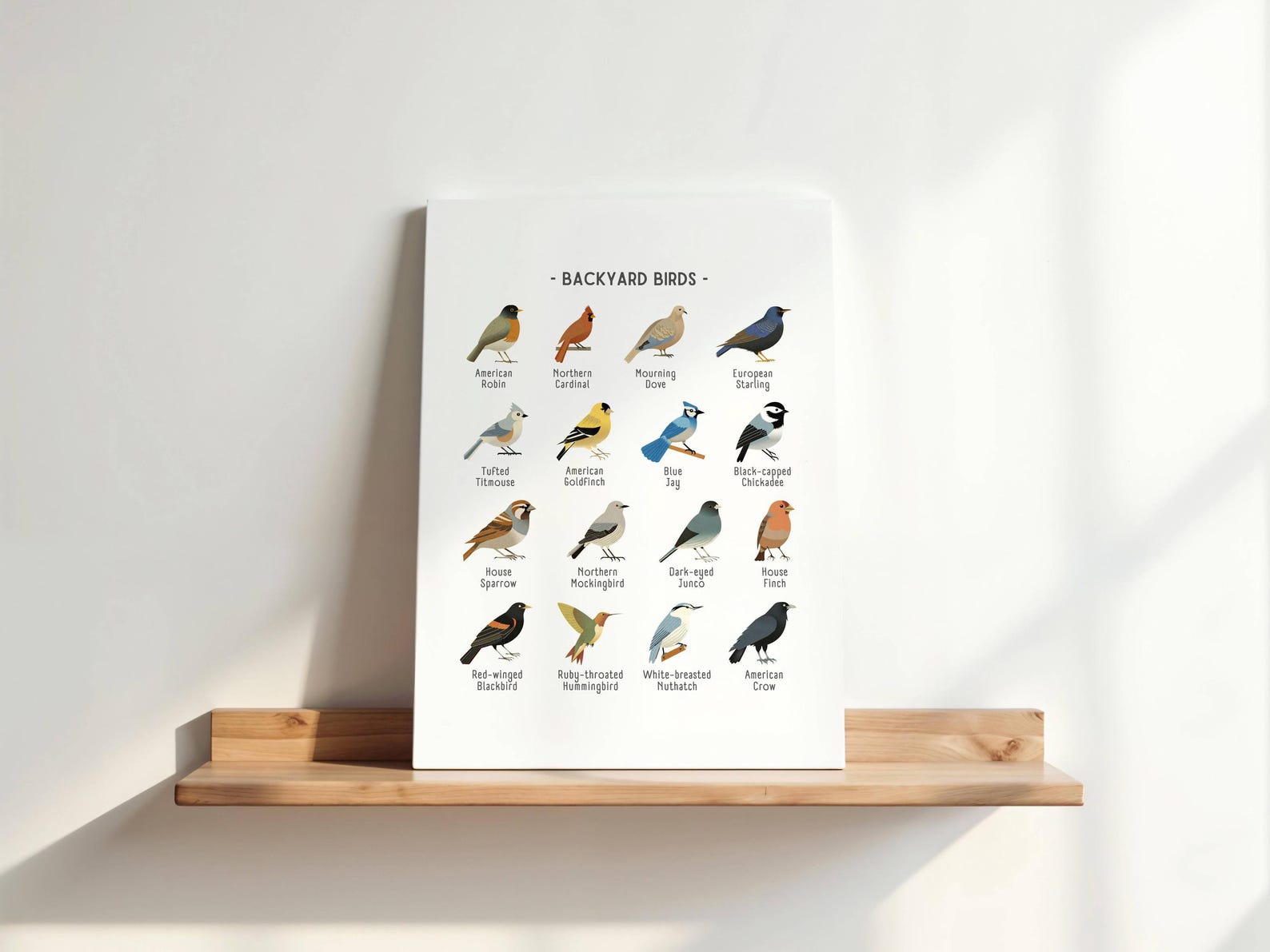 Backyard Birds Print, Bird Poster, Educational Wall Art, Nature ...
