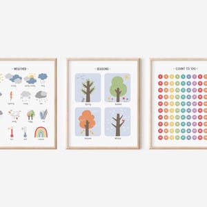 Set of 12 Rainbow Educational Posters, Preschool Classroom Decor Bundle ...