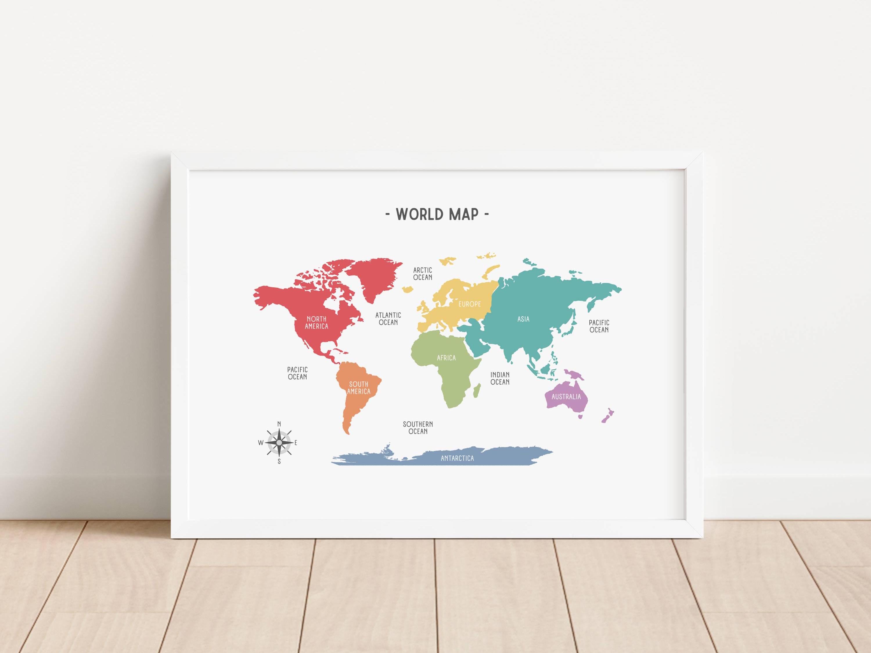 Simple Colored Map Of The World