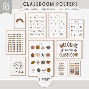 Set of 10 Educational Posters Bundle, Neutral Preschool Classroom ...