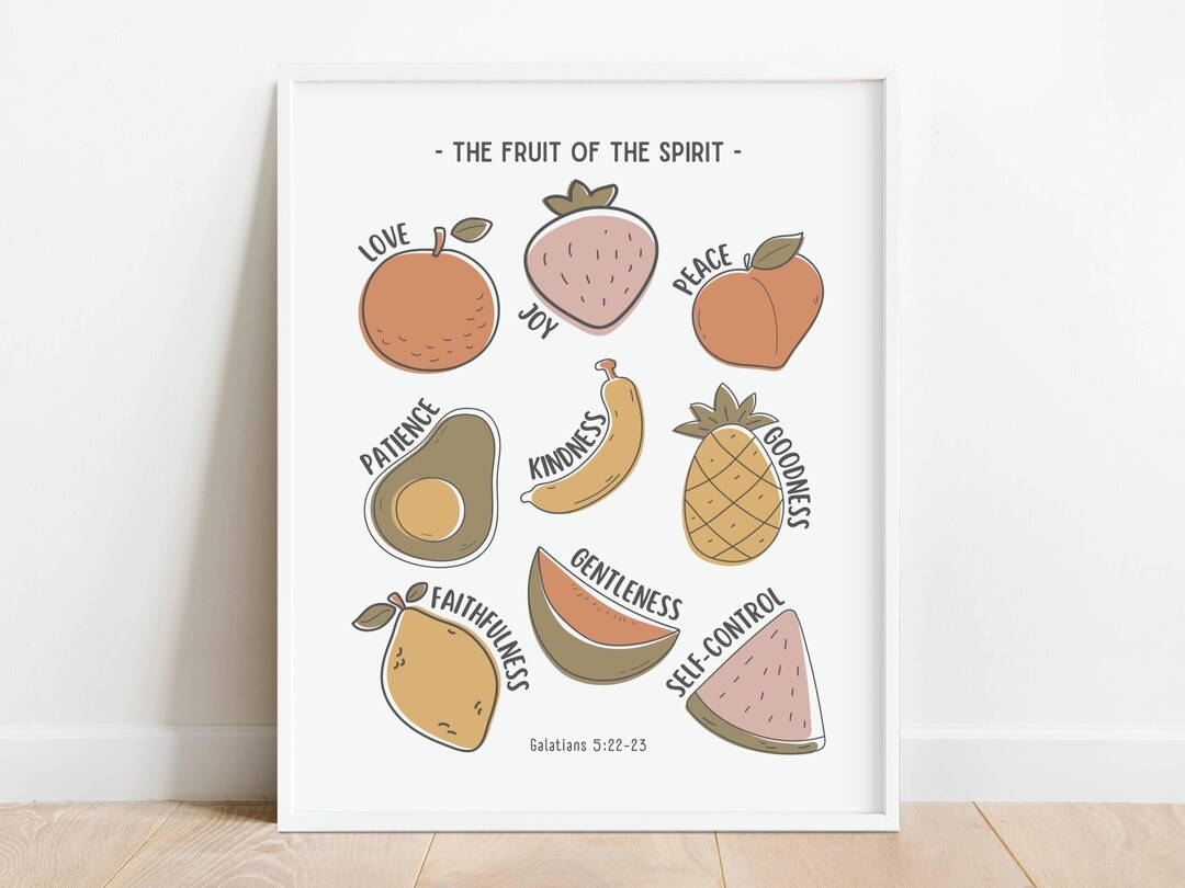 Fruit of the Spirit Poster, Muted Rainbow Christian Poster for Kids ...