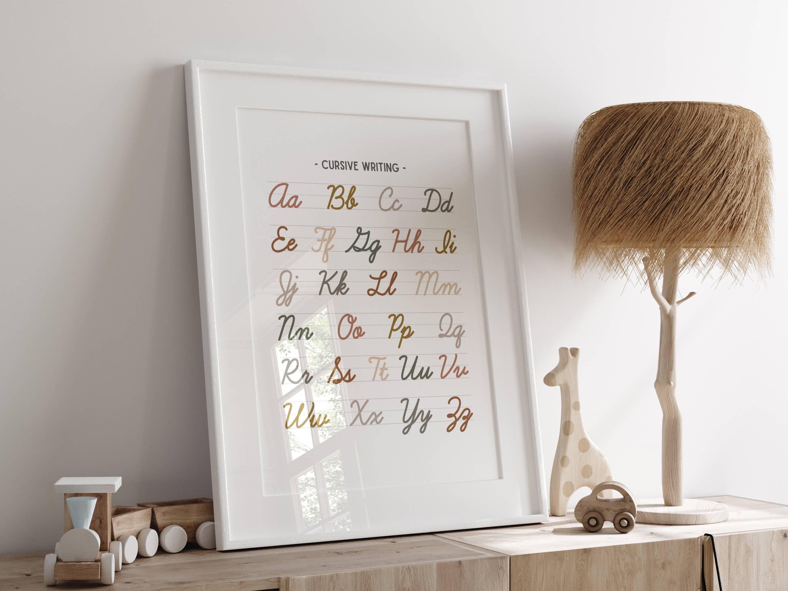 Cursive Writing Alphabet Neutral Poster, Letters Print, Educational ...