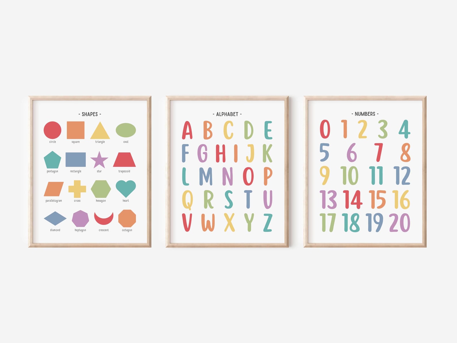 Set of 15 Rainbow Educational Poster Bundle, Toddler Preschool ...