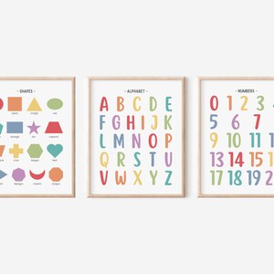 Set of 15 Rainbow Educational Poster Bundle, Toddler Preschool ...