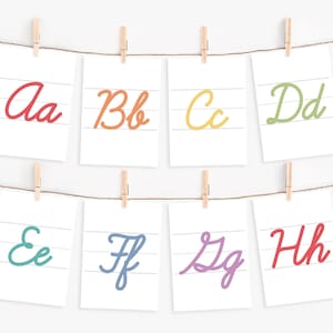 Printable Cursive Writing ABC Flashcards, Kids Preschool Handwriting ...