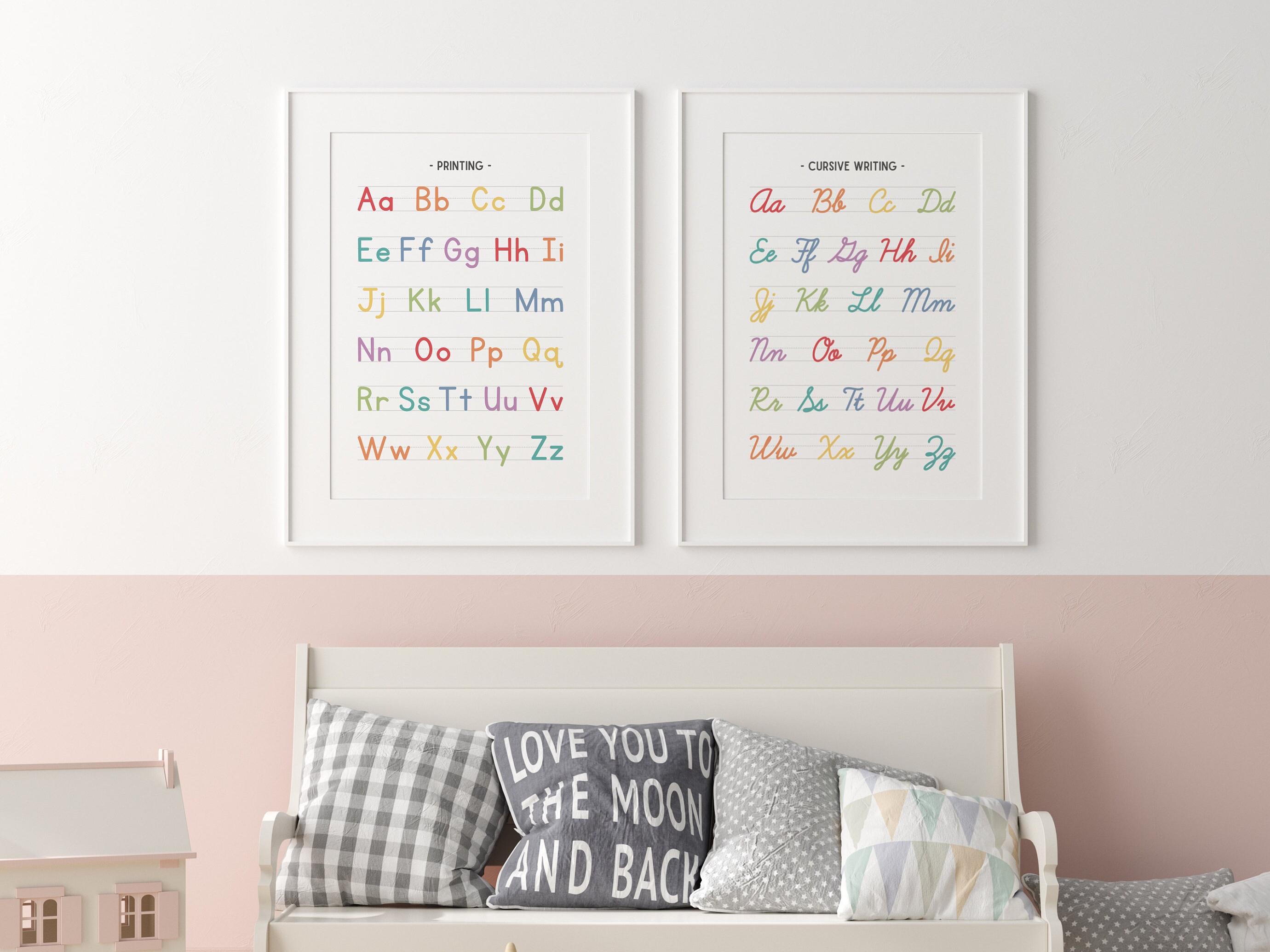 Set of 2 Handwriting Alphabet Rainbow Poster, Printing Cursive ...