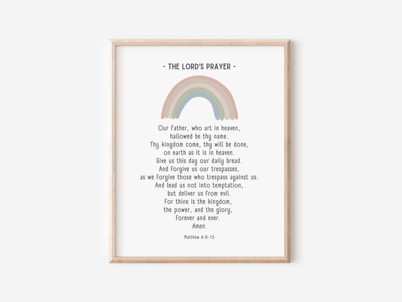 The Lord's Prayer Poster, Pastel Christian Poster for Kids, Bible Verse ...