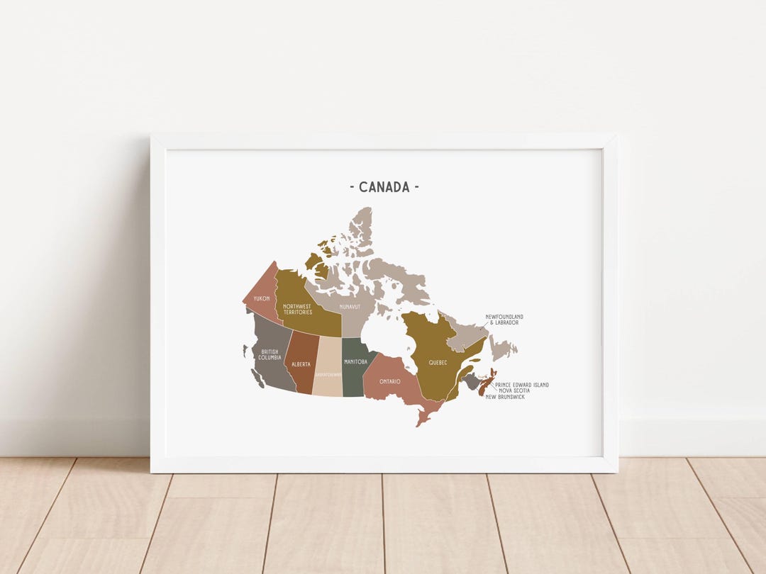 Map of Canada Geography Neutral Poster, Educational Wall Art ...