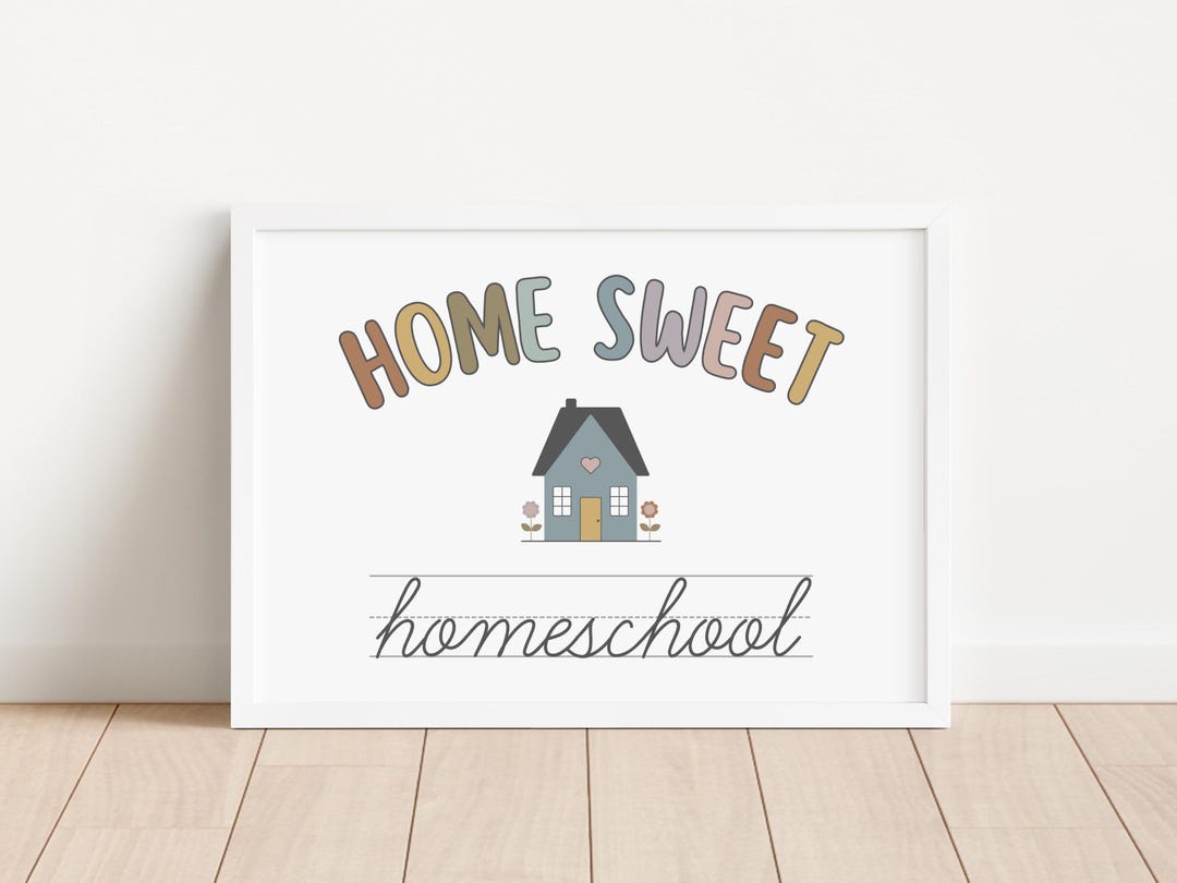 Home Sweet Homeschool Sign, Muted Rainbow Homeschool Decor ...