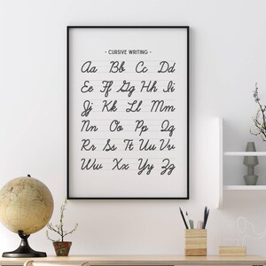 Cursive Writing Alphabet Poster, Handwriting Letters Chart, Educational ...