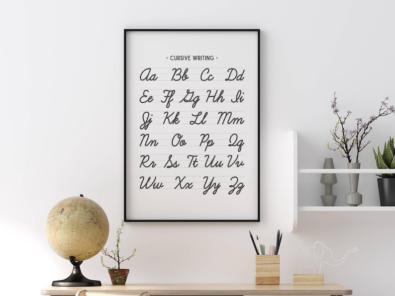 Cursive Writing Alphabet Poster, Handwriting Letters Chart, Educational ...