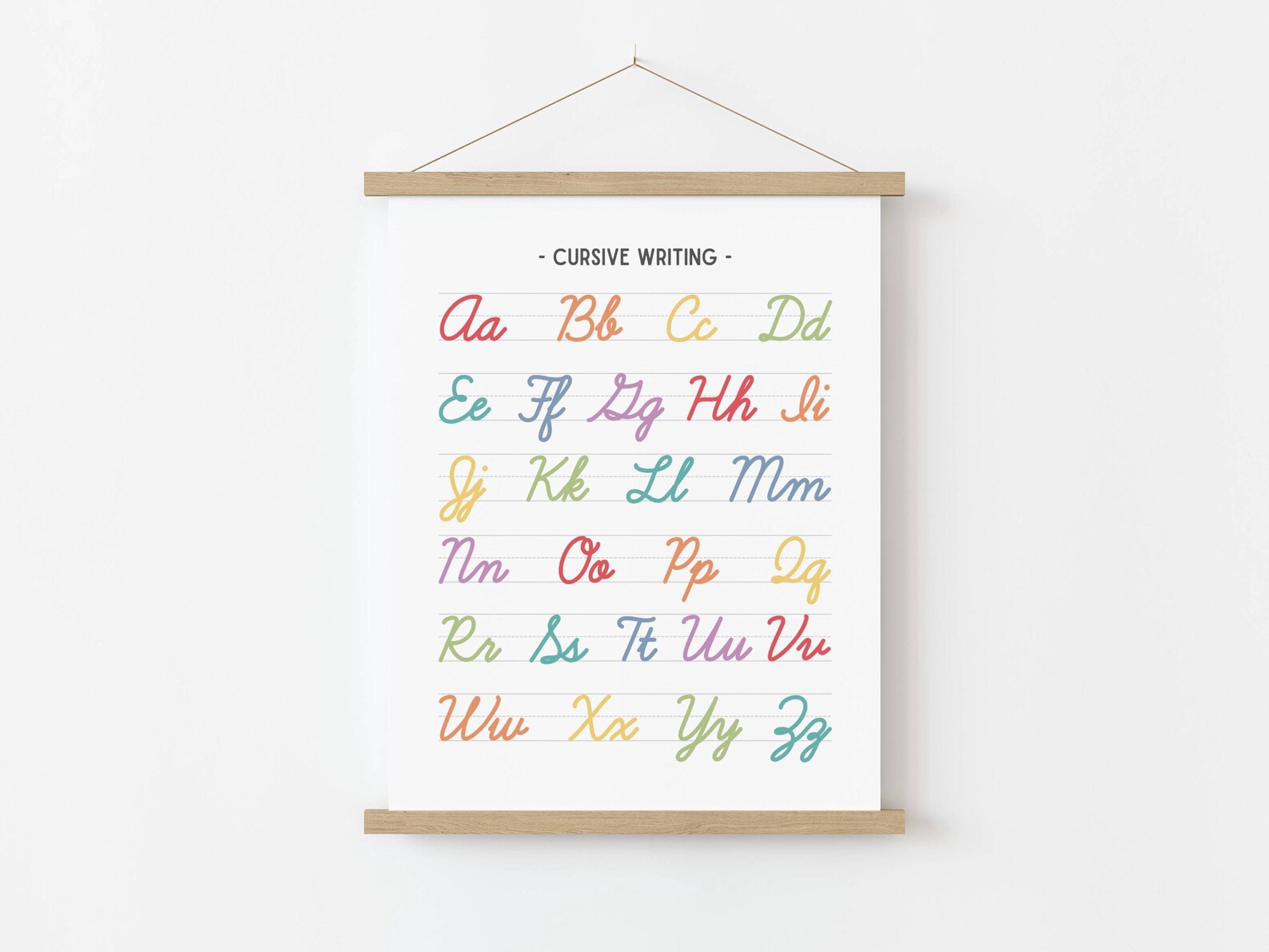 Cursive Writing Alphabet Chart Rainbow Poster, Letters Print ...