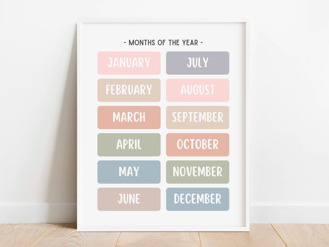 Pastel Months of the Year Print, Educational Poster, Homeschool ...
