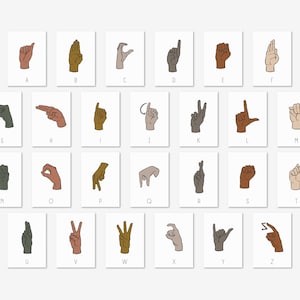 26 Printable Sign Language Alphabet Flashcards, Kids Neutral Learn to ...