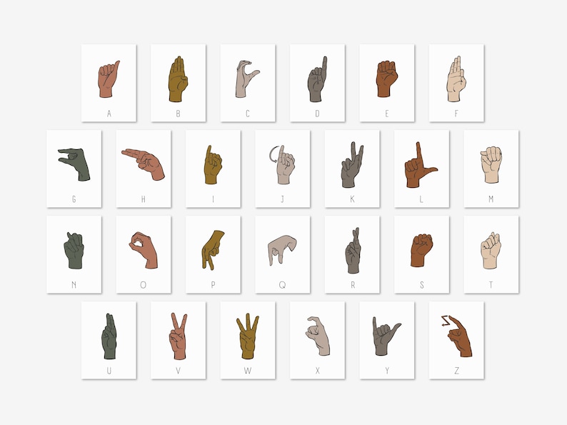 26 Printable Sign Language Alphabet Flashcards, Kids Neutral Learn to ...